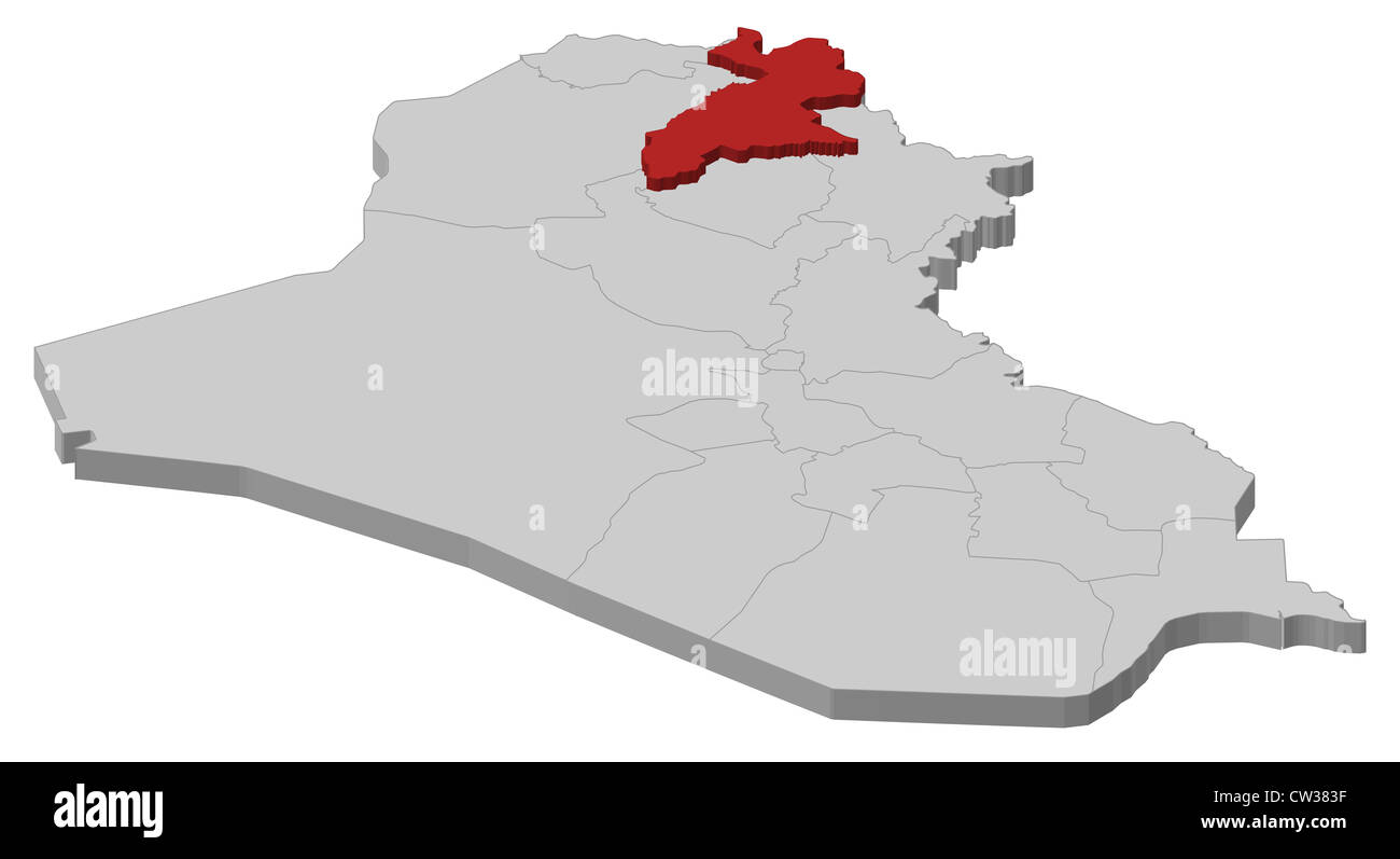Political map of Iraq with the several governorates where Arbil is ...