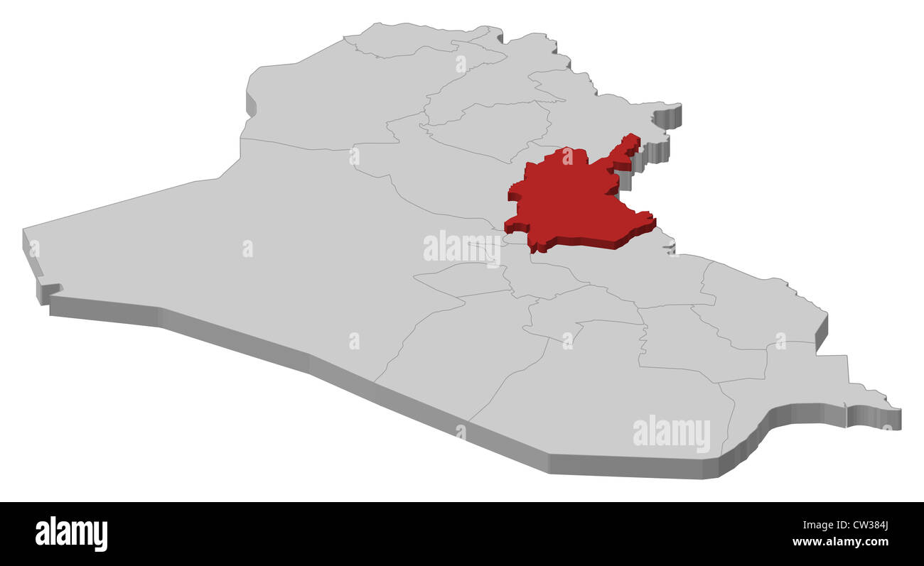 Political map of Iraq with the several governorates where Diyala is ...
