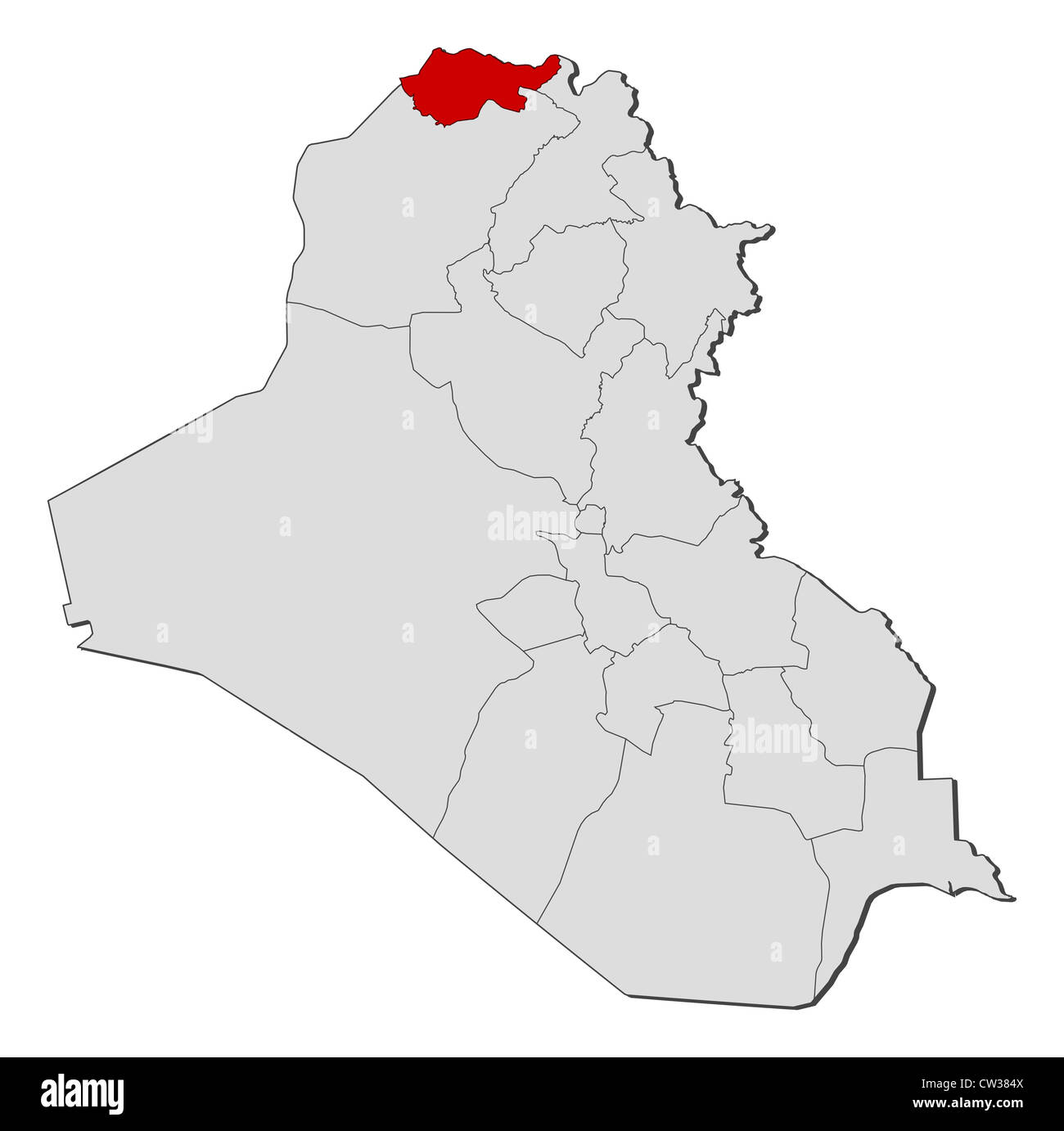 Political map of Iraq with the several governorates where Dohuk is ...