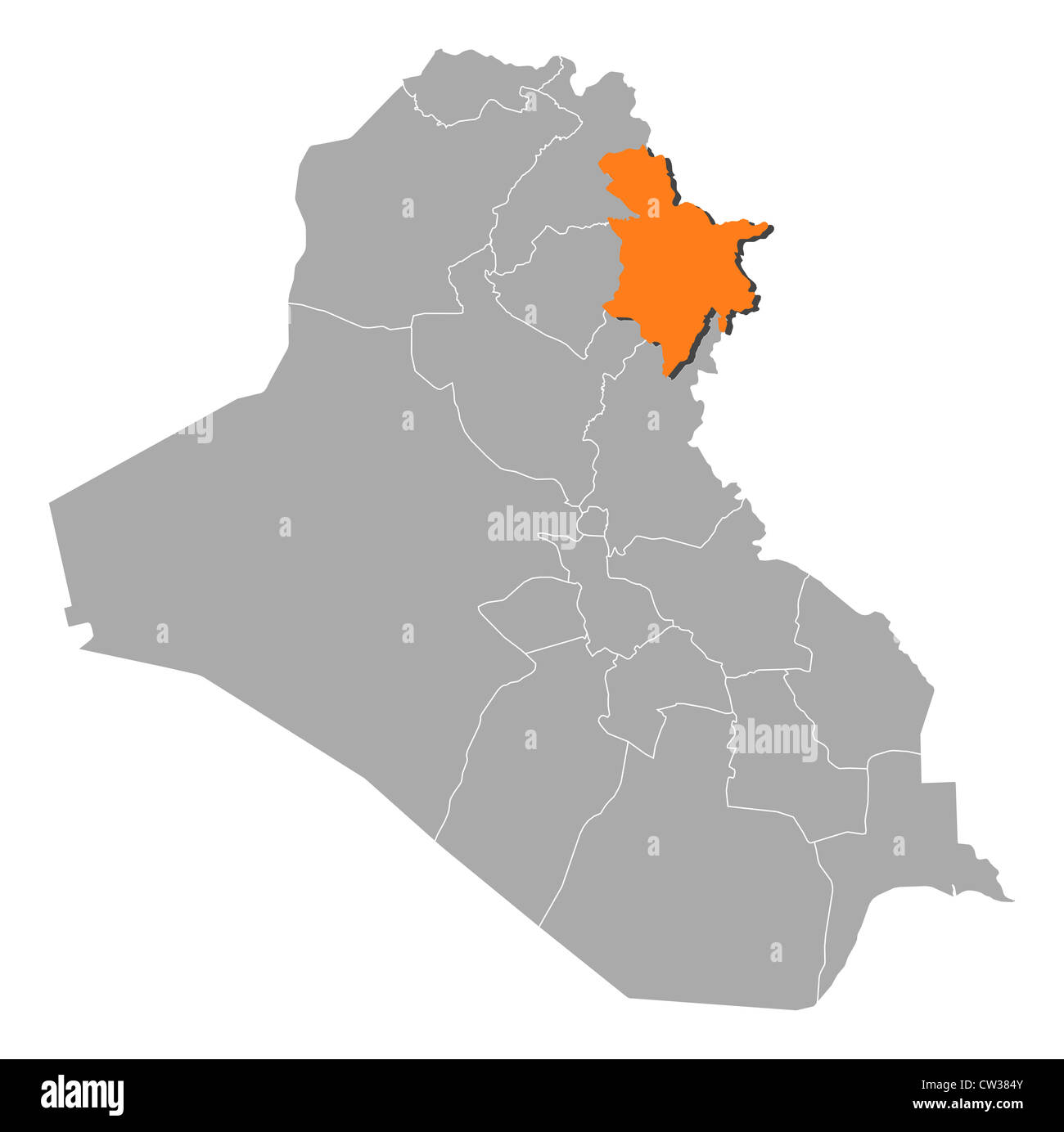 Political map of Iraq with the several governorates where Sulaymaniyah ...