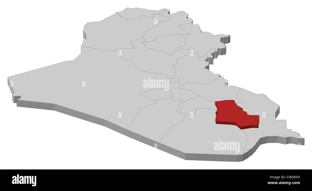 Political map of Iraq with the several governorates where Dhi Qar is ...