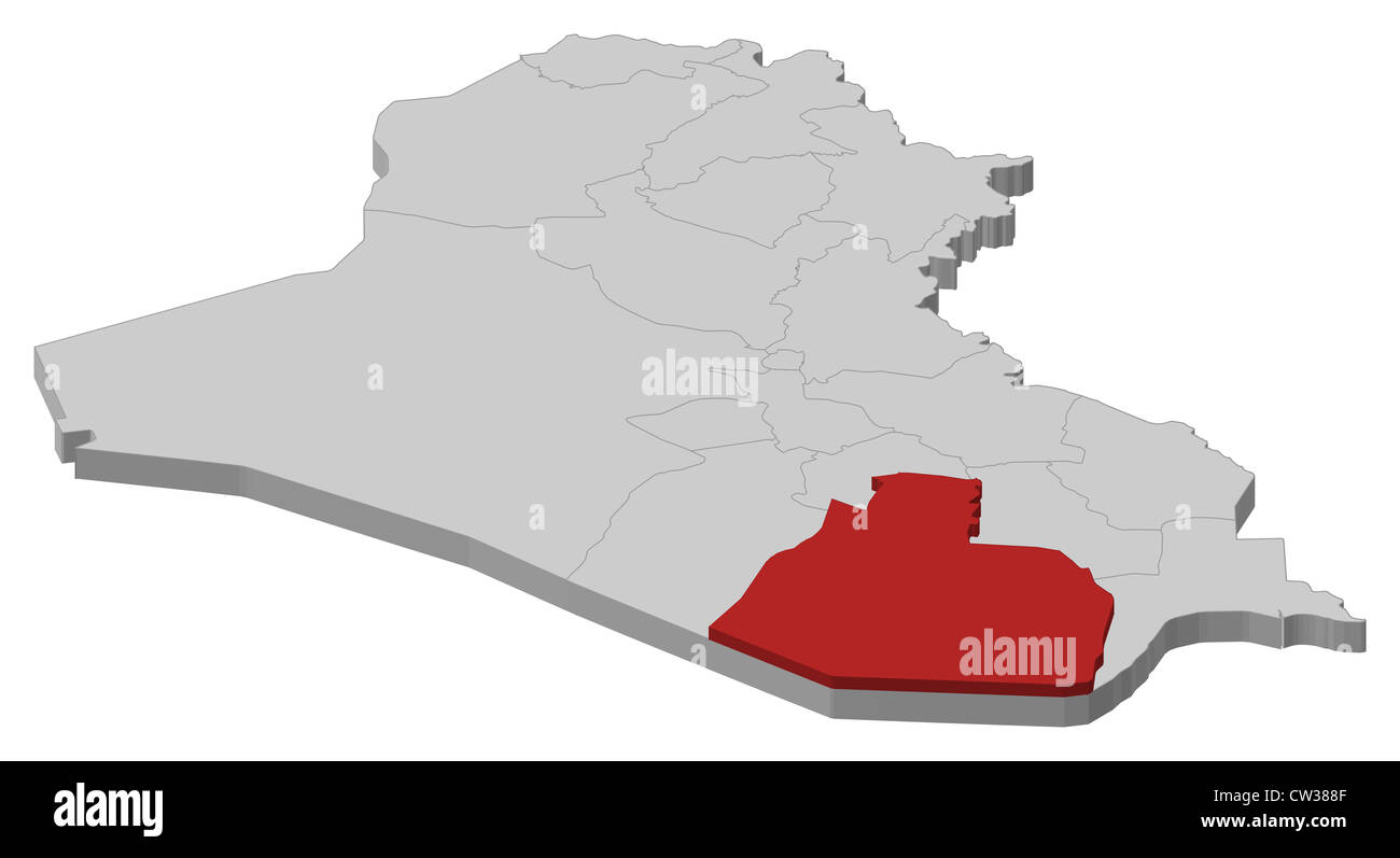 Political map of Iraq with the several governorates where Al Muthanna ...