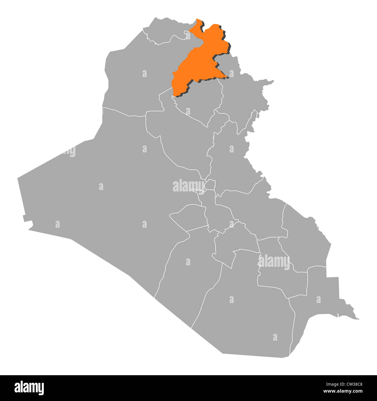 Political map of Iraq with the several governorates where Arbil is ...