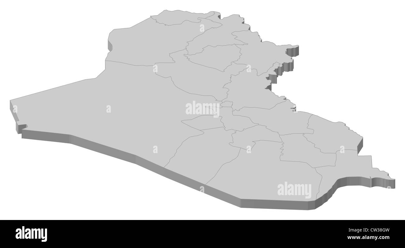 Political map of Iraq with the several governorates Stock Photo - Alamy