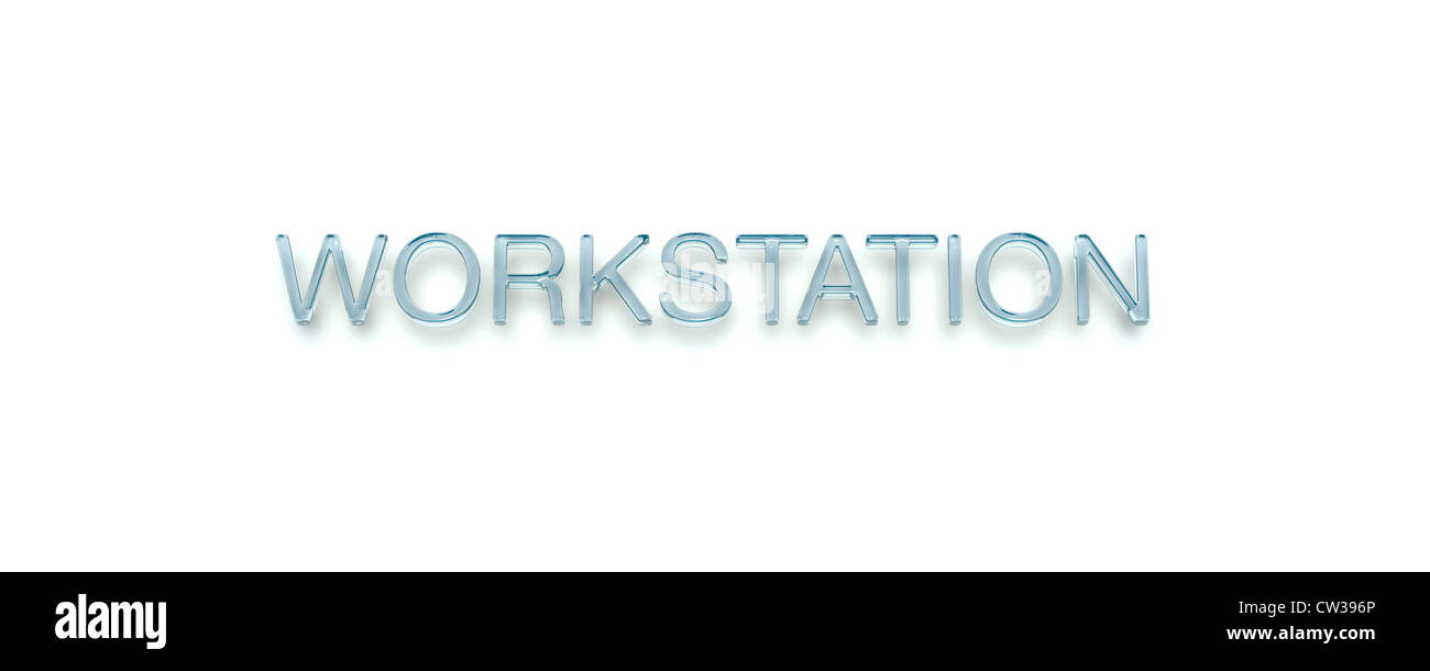 3D Key Word "WORKSTATION" Glass Style Stock Photo - Alamy