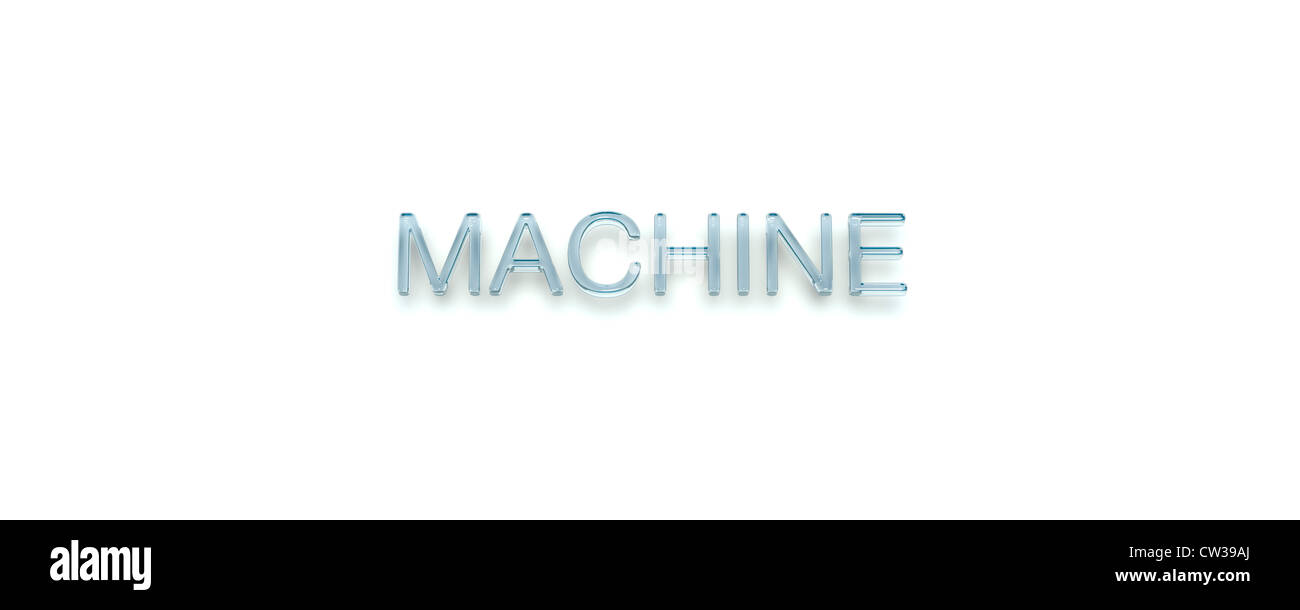 3D Key Word "MACHINE" Glass Style Stock Photo - Alamy