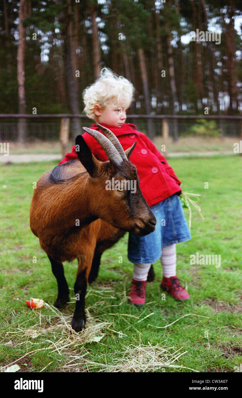 Child with Goat, Brandenburg Stock Photo - Alamy