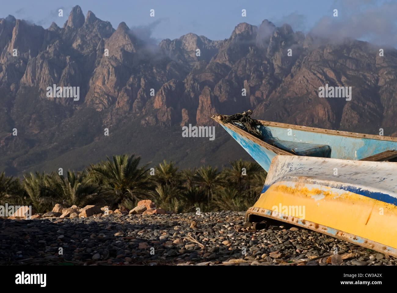 Boats near the village of Hadibo, Socotra Island, Yemen, Western Asia ...