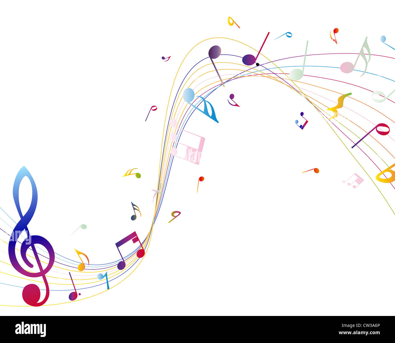Multicolour musical notes staff background. Vector illustration Stock ...