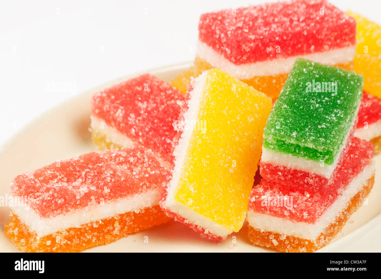 Different fruit-paste candies on a small plate Stock Photo - Alamy
