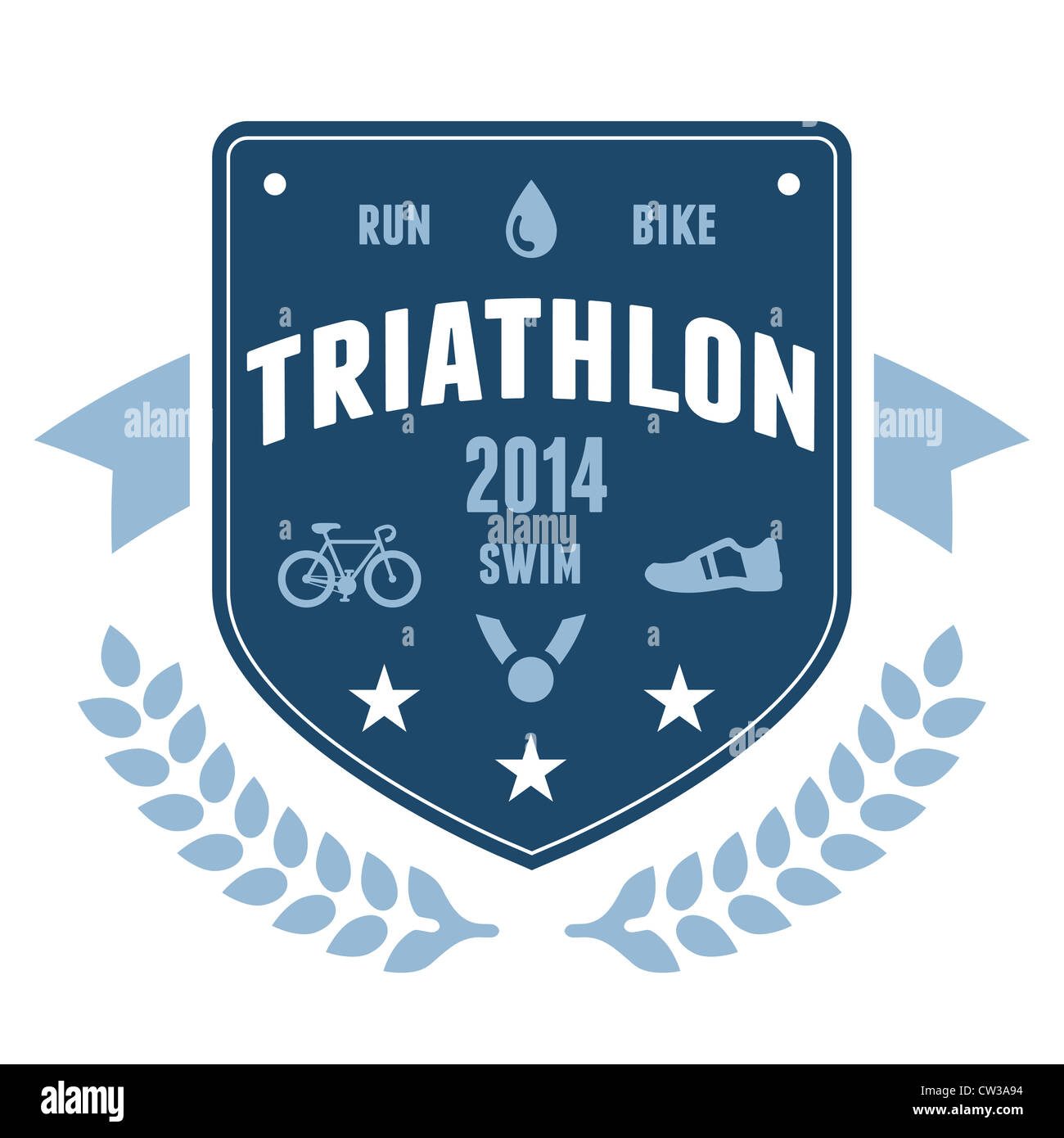 Modern triathlon badge emblem with bike and medal graphics Stock Photo ...