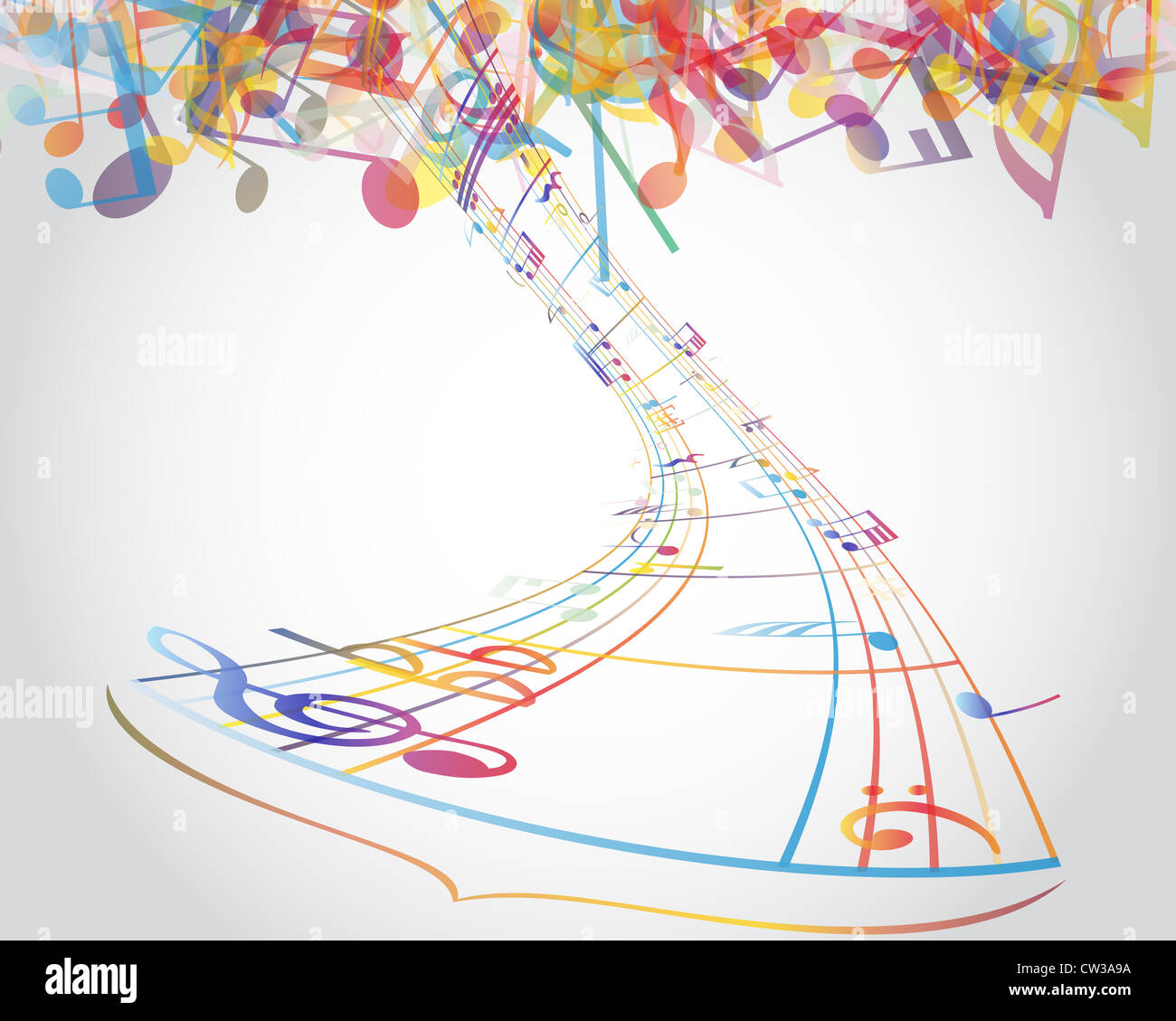 Multicolour musical notes staff background. Vector illustration Stock ...