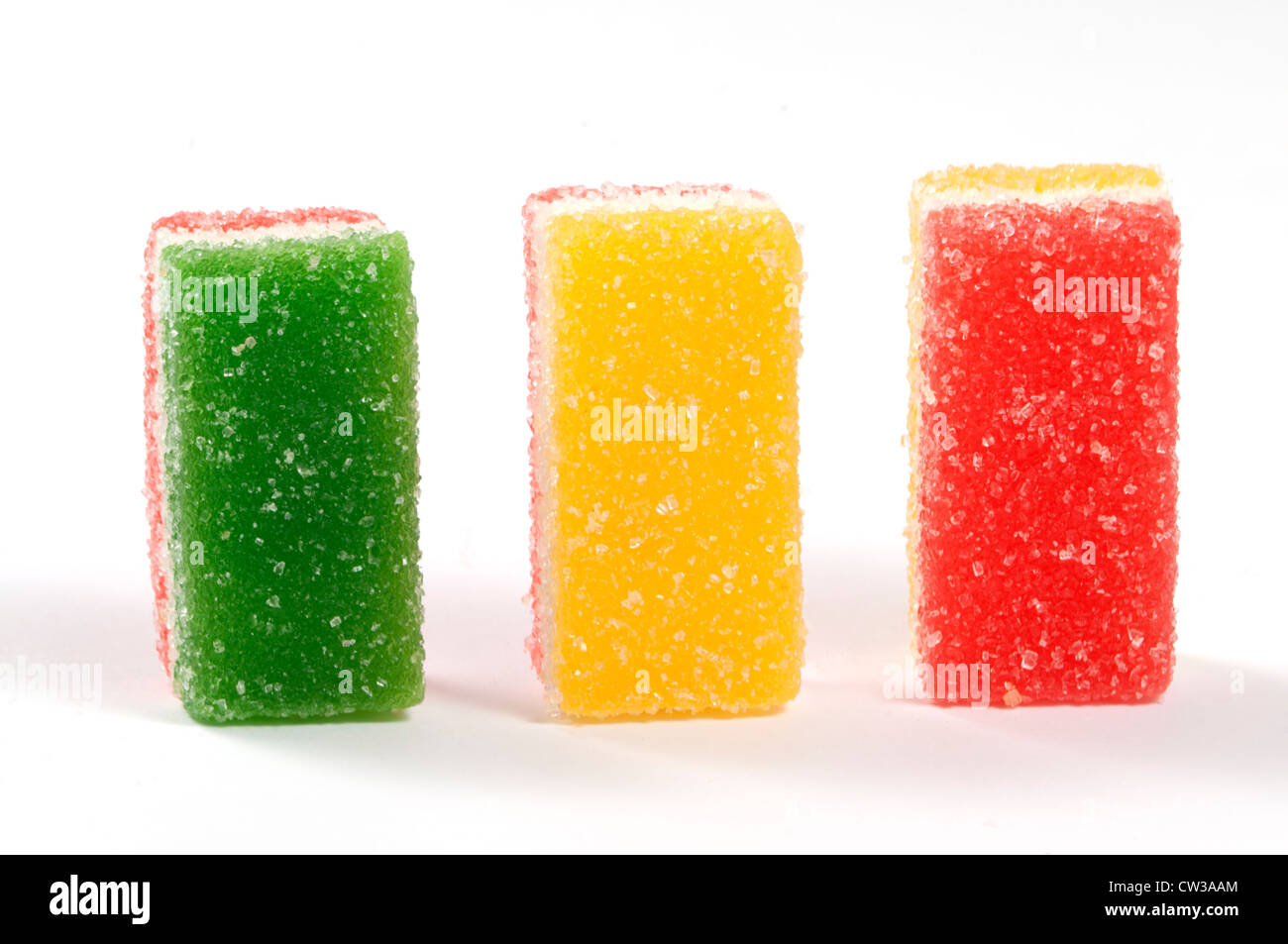 Three different fruit-paste candies on a whight background Stock Photo ...
