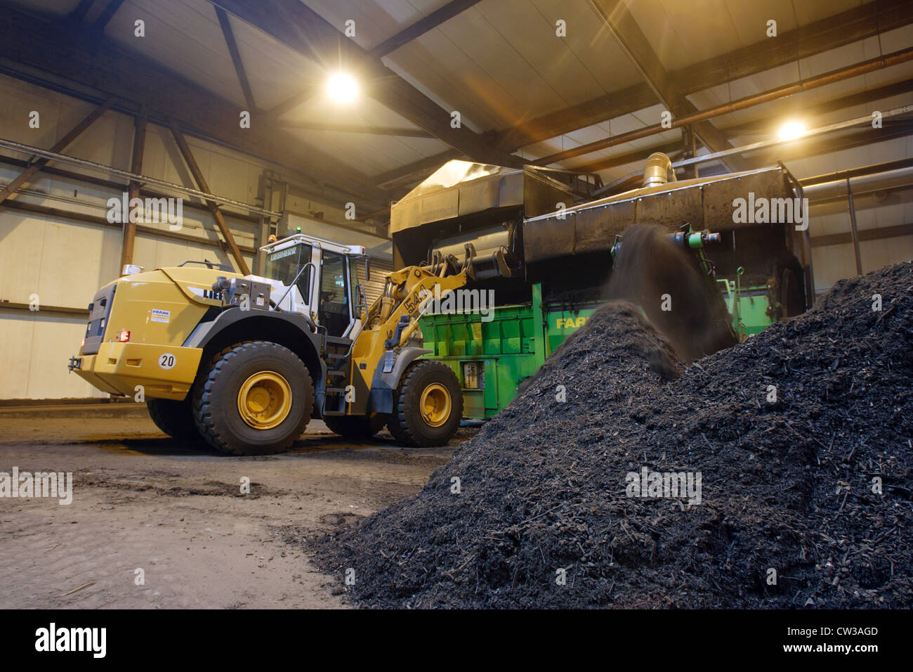Composting plant, fine preparation of the finished compost Stock Photo ...