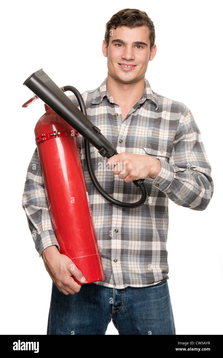 Hand man fire extinguisher hi-res stock photography and images - Alamy