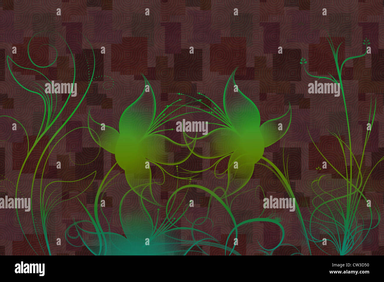 Beautiful illustrated flower design with background pattern Stock Photo ...