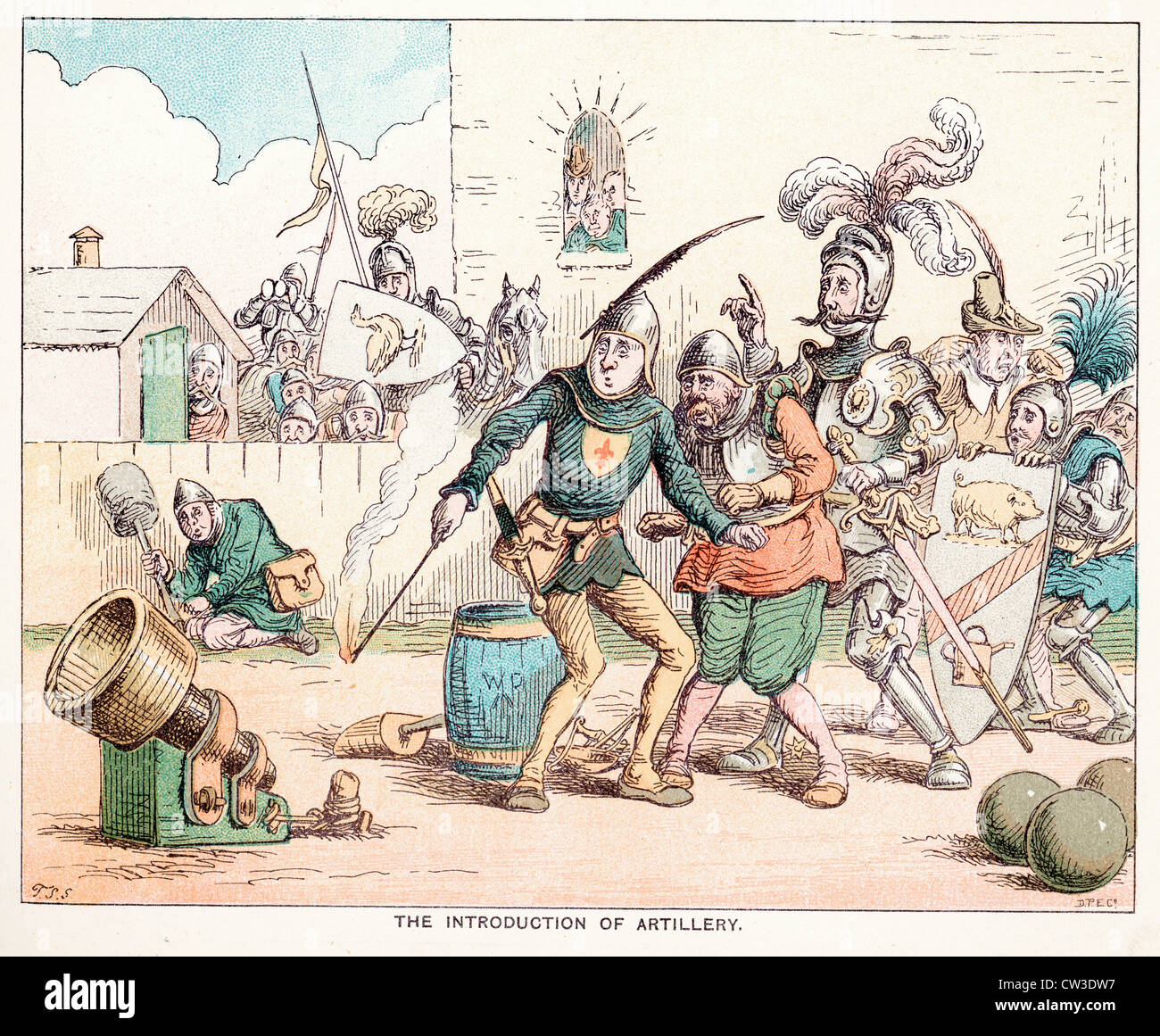 Comic Sketch by T S Seccombe showing the introduction of artillery in ...