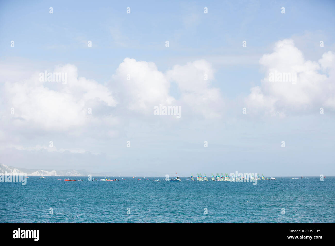 49er dinghies racing during the Olympic sailing regatta in Weymouth and ...