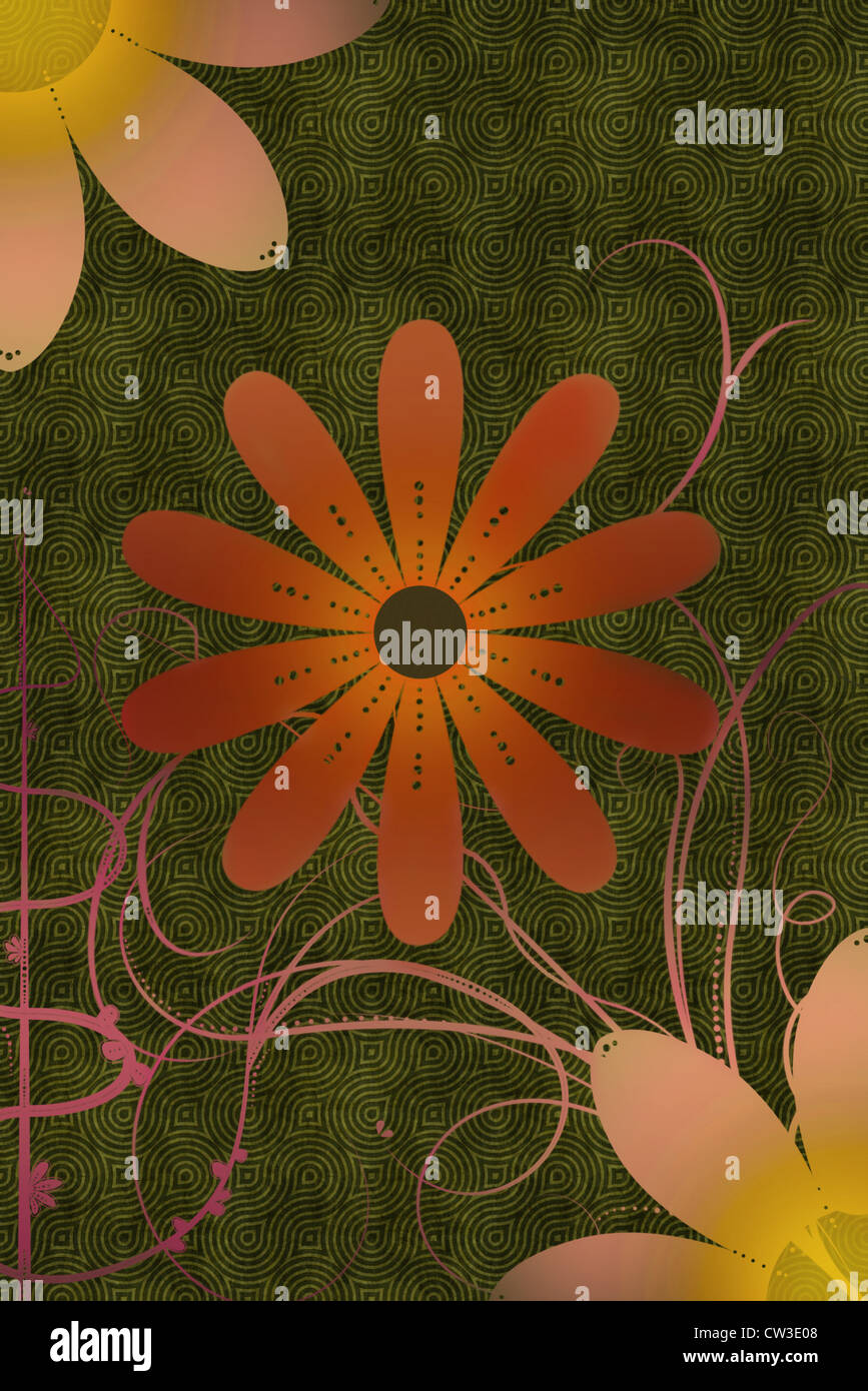 Beautiful illustrated flower design with background pattern Stock Photo ...