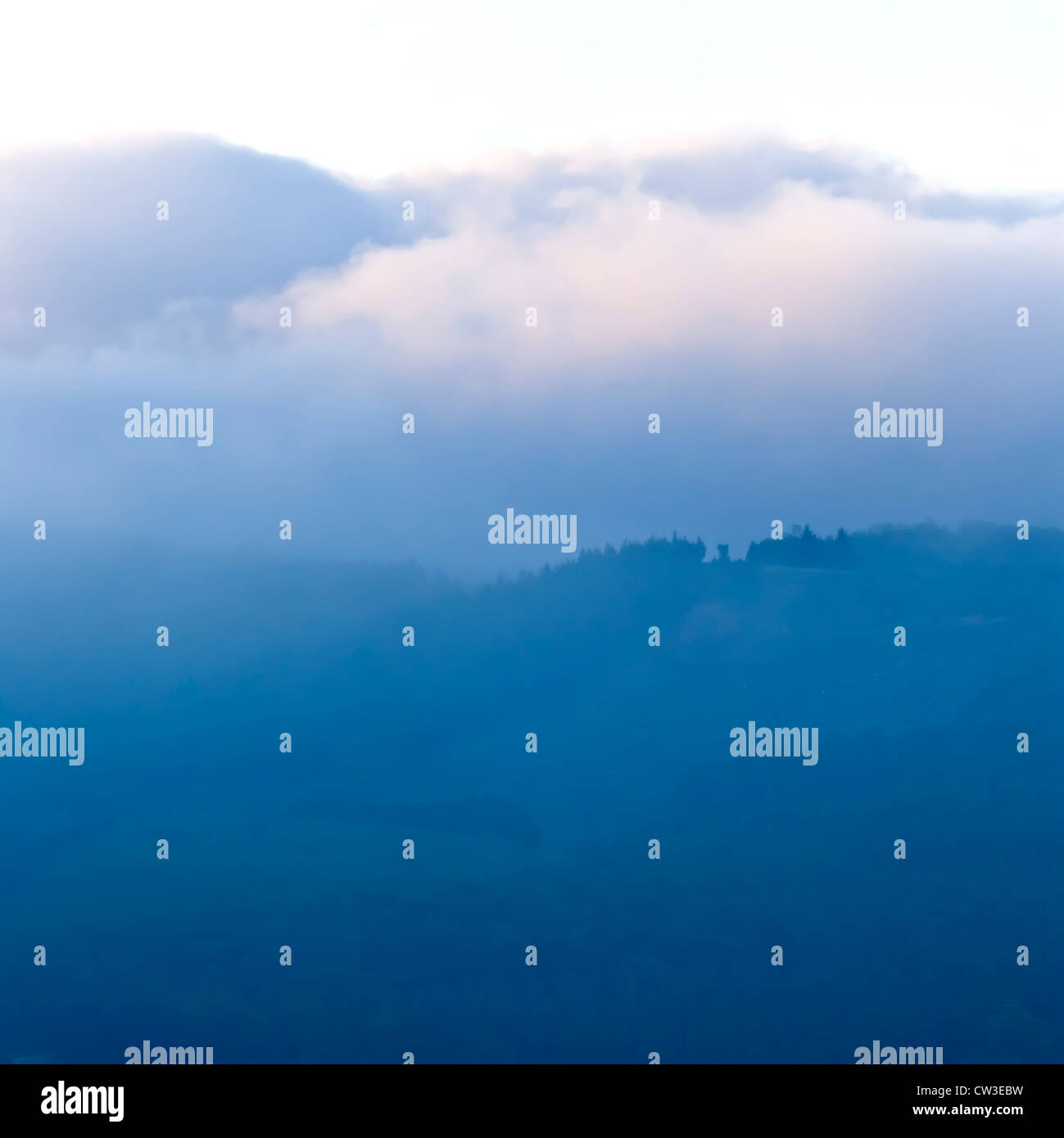 Dawn in Macclesfield Forest with Fog Forming on Hilltops Stock Photo ...