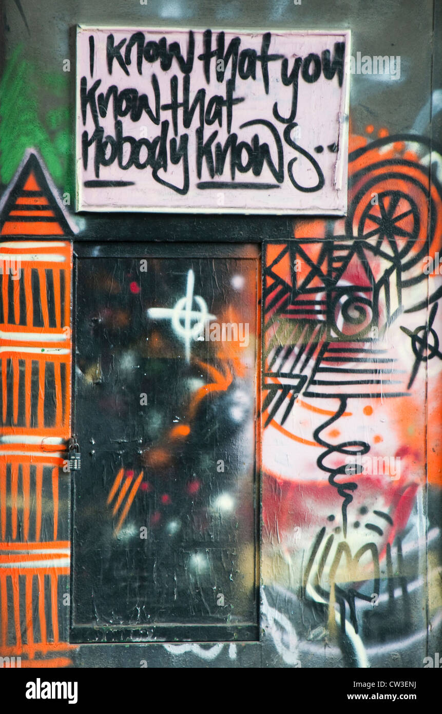 Graffiti outside the Union Theatre Cafe, Southwark in London England UK ...