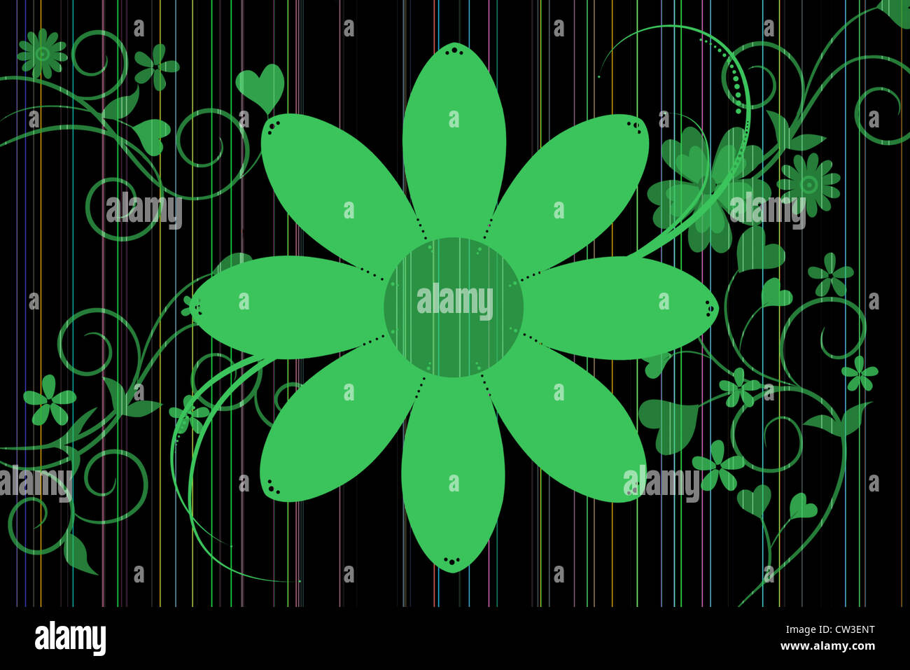 Beautiful illustrated flower design with background pattern Stock Photo ...
