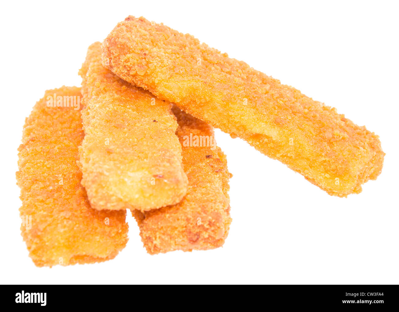 Stacked Fish Fingers isolated on white Stock Photo - Alamy