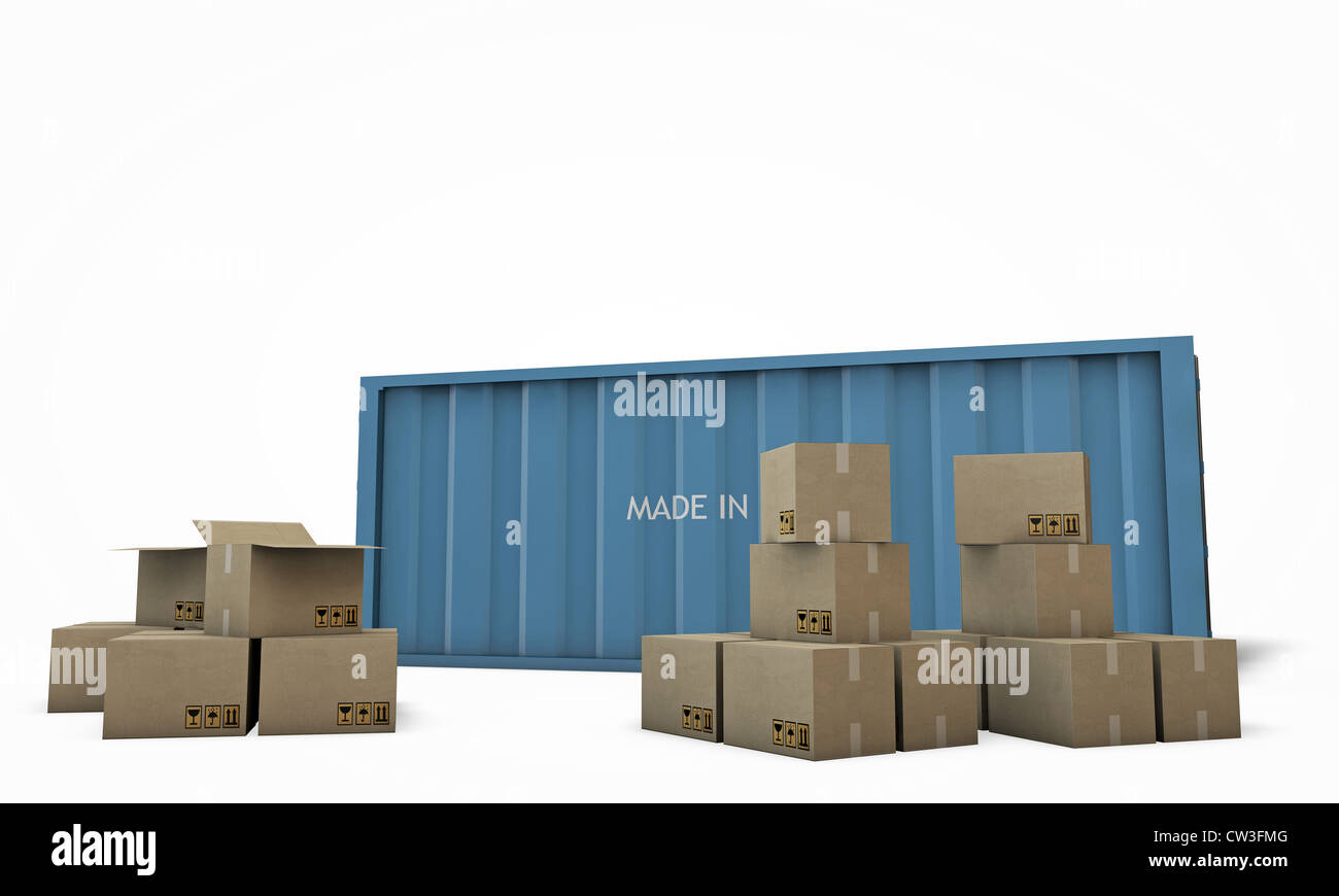 shipping container isolated on white background Stock Photo - Alamy