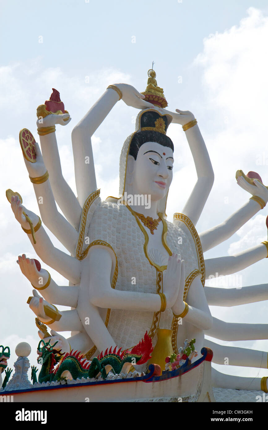 18 arm Buddha statue at Wat Plai Laem temple located on the island of ...