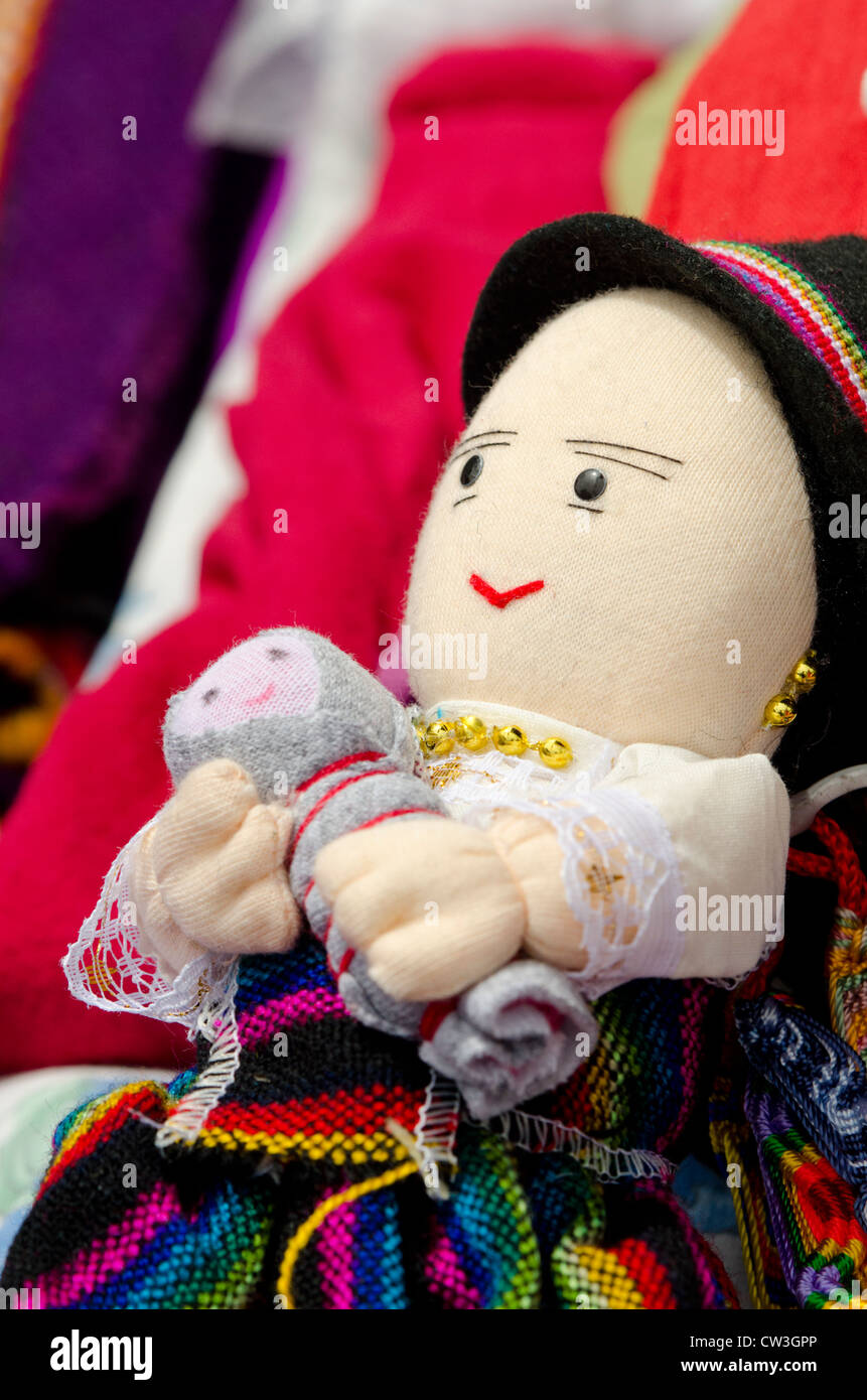 Ecuador, Quito area. Otavalo Handicraft Market. Traditional hand made ...