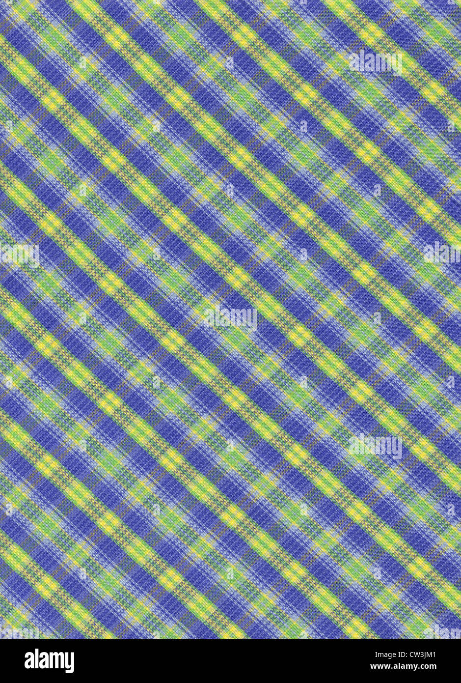 Yellow an blue diagonal plaid fabric textile background Stock Photo - Alamy