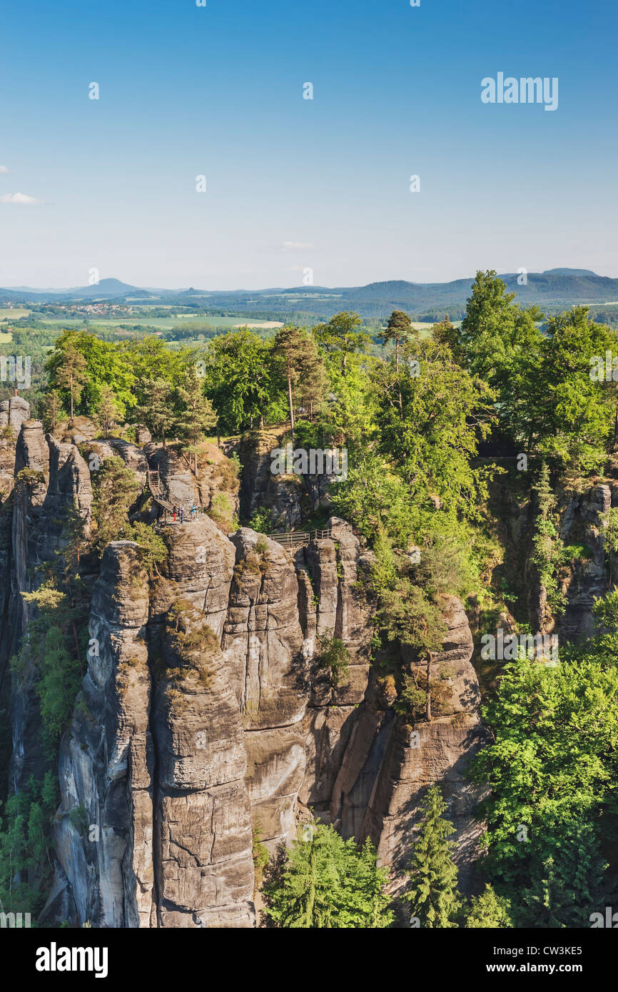 Bastei (Bastion) and medieval rock castle Neurathen, Saxon Switzerland ...