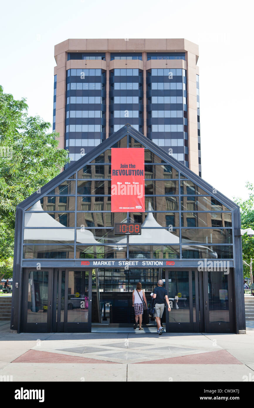 The entrance to the RTD Market Street Station in Denver, Colorado Stock ...