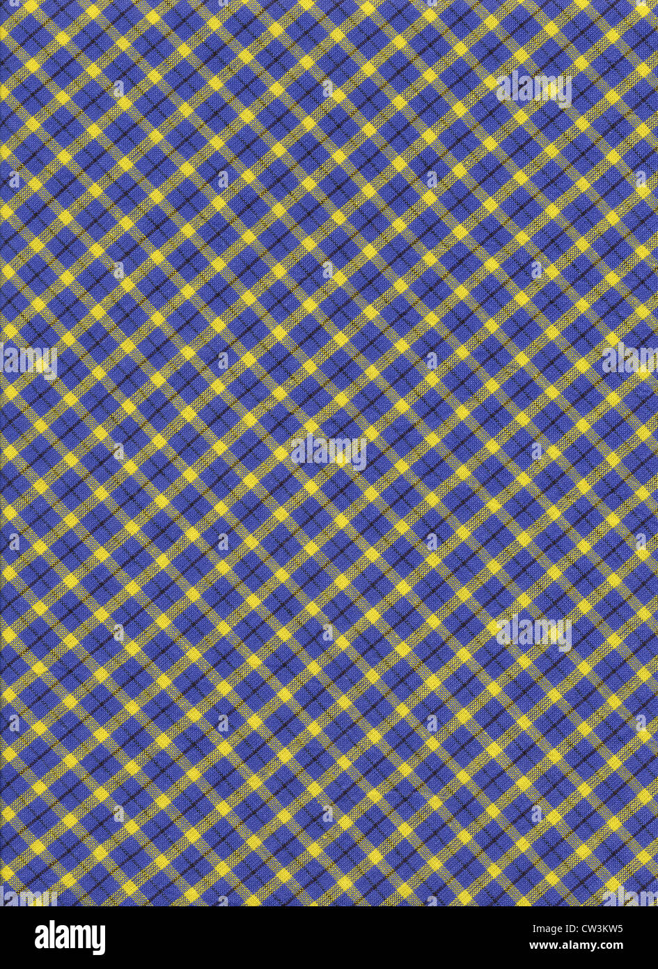 Blue yellow diagonal plaid checked textile background Stock Photo - Alamy