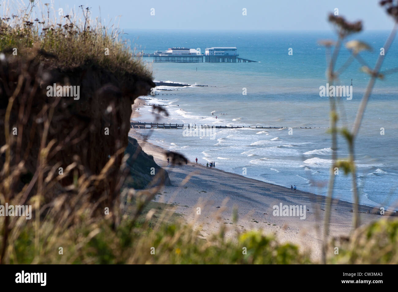 Overstrand beach from cliffs hot sunny summer day Stock Photo - Alamy