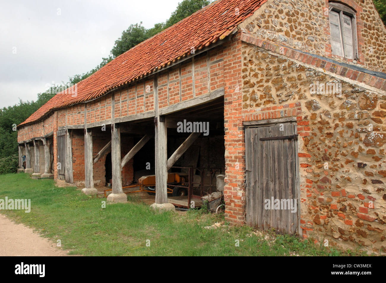 Charming brick and carrstone timbered barn, Ringstead Downs, Norfolk ...