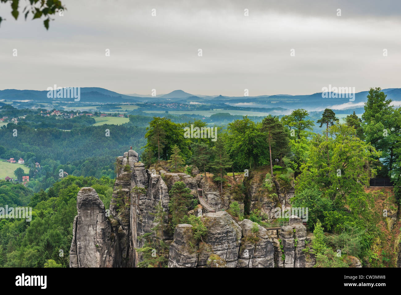 Bastei (Bastion) and medieval rock castle Neurathen, Saxon Switzerland ...