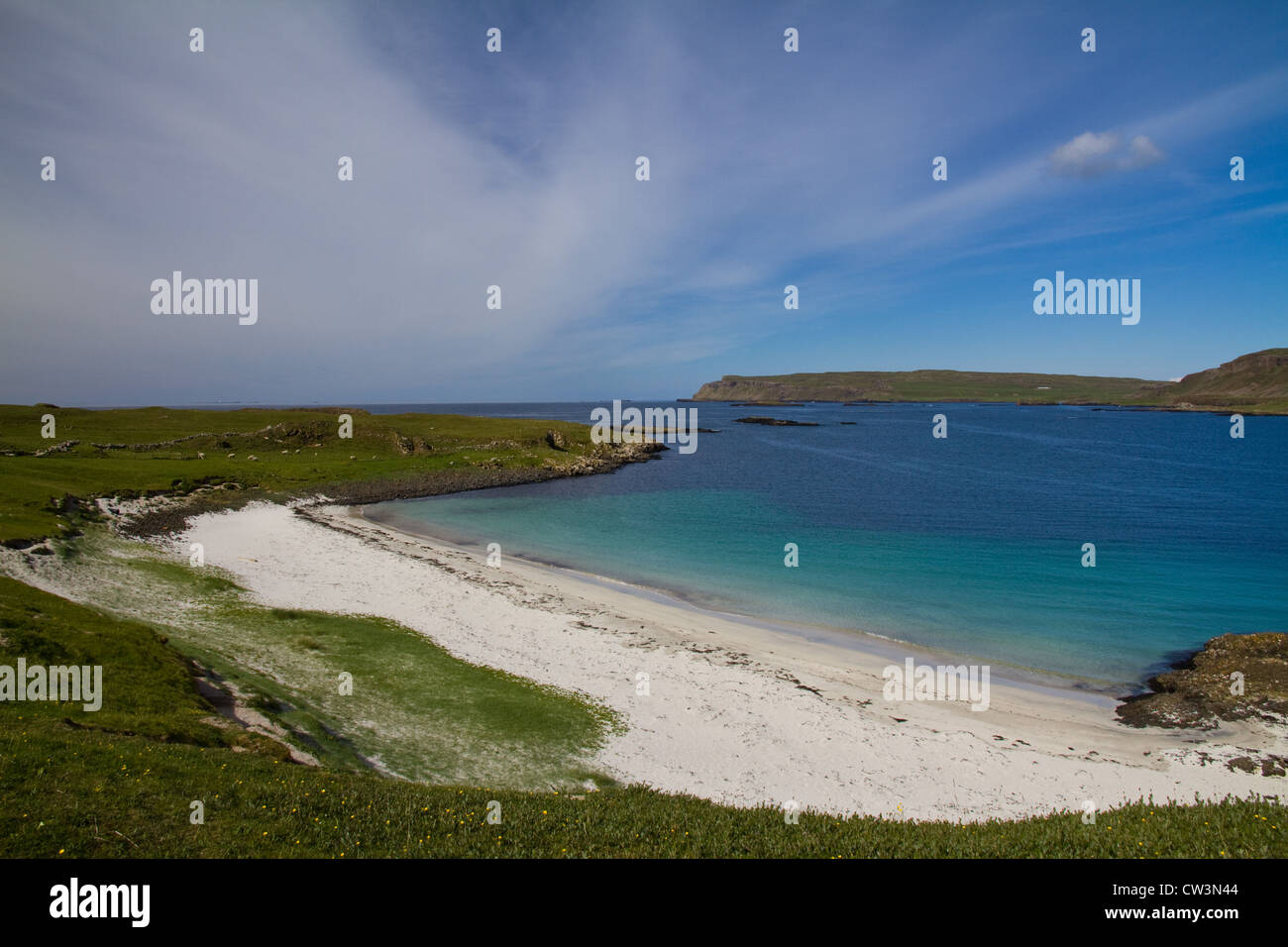 The shell sand beach at Am Mialagan on Sanday, Isle of Canna, Small ...