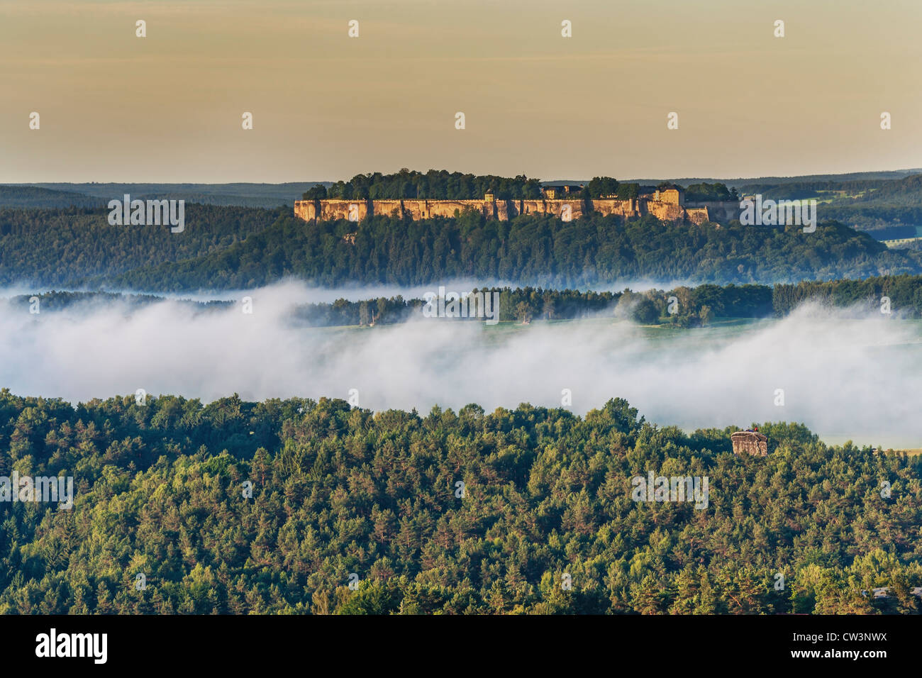 Koenigstein Fortress, near Dresden, in the national park Saxon ...