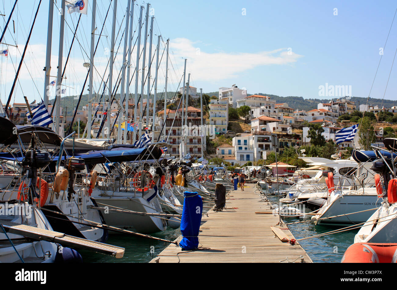 Yacht and Boat Marina Skiathos Harbour Sporades Island Aegean Sea ...