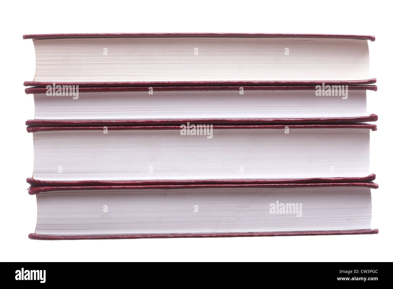 Isolated on white stack red book library object Stock Photo - Alamy