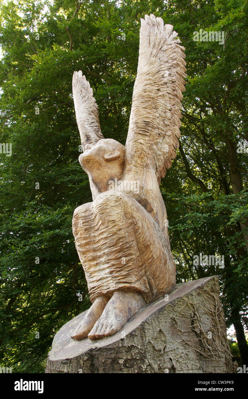 Guardian Angel. A dead Beech tree carved by sculptor Ant Beetlestone ...