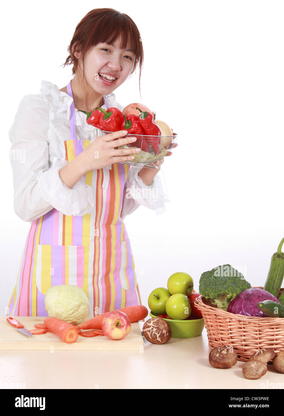 cooking on a chopping block with various kinds vegetable Stock Photo ...