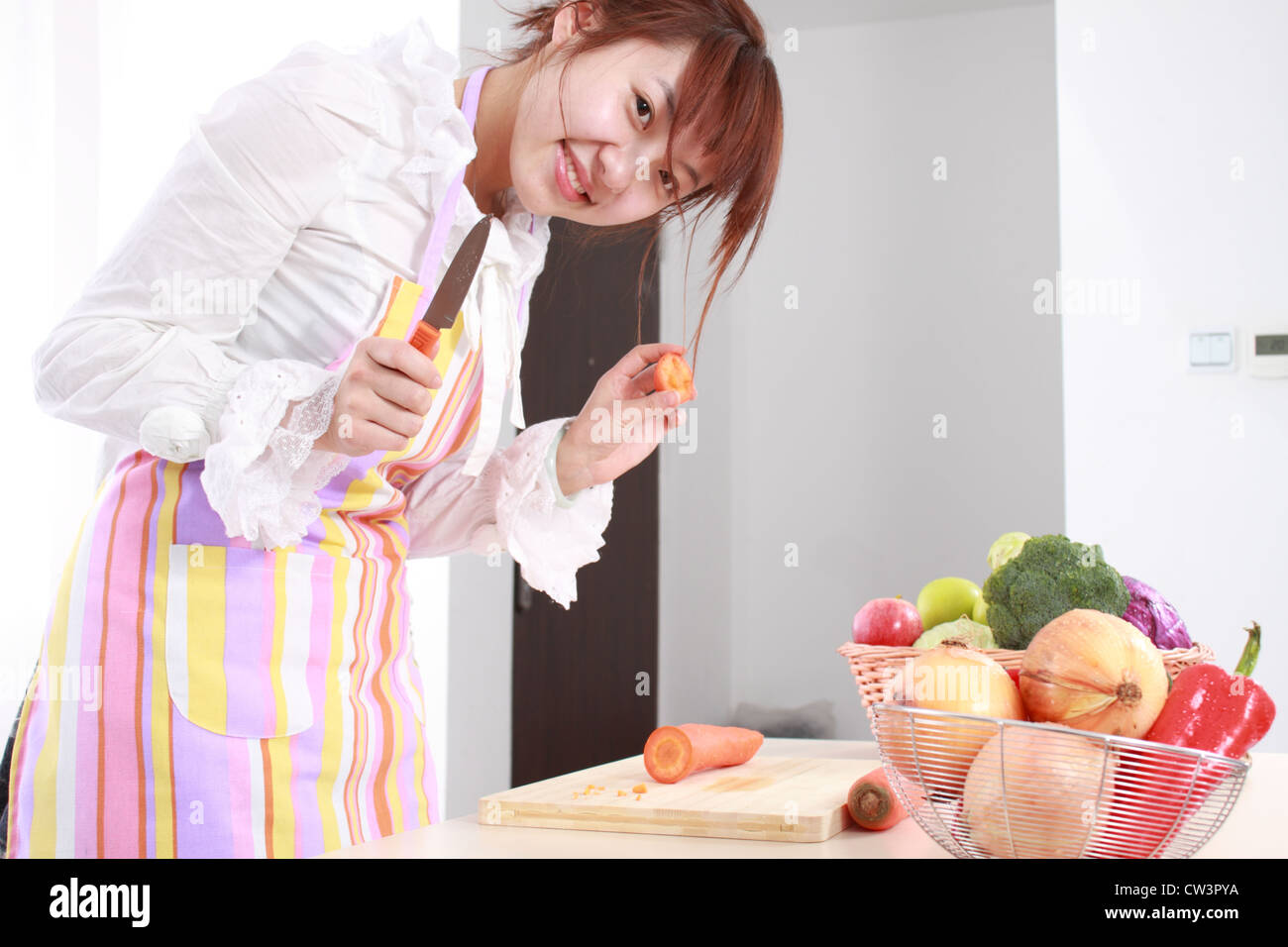 cooking on a chopping block with various kinds vegetable Stock Photo ...