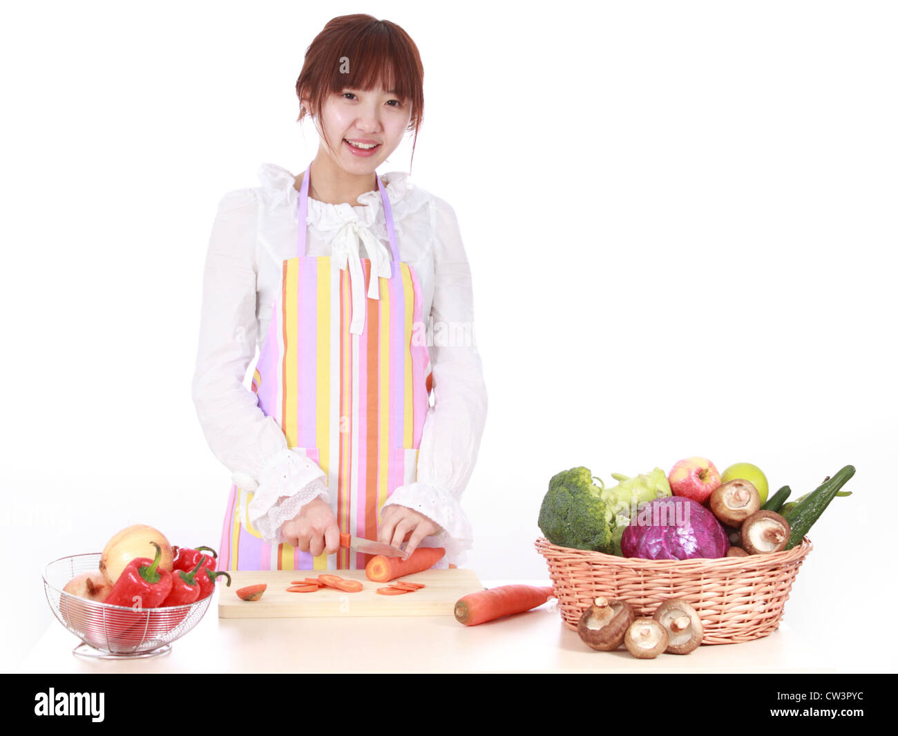 cooking on a chopping block with various kinds vegetable Stock Photo ...