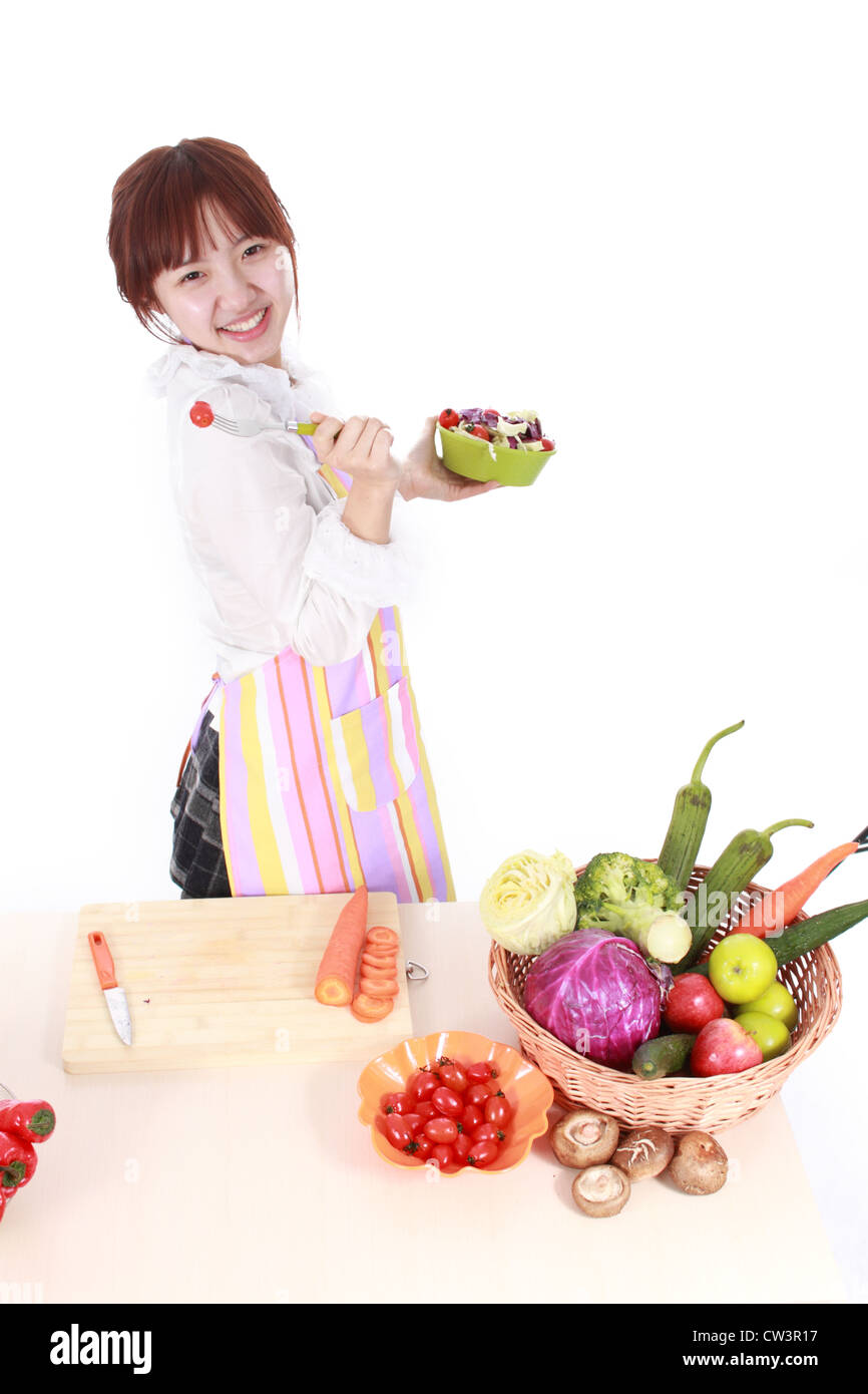 cooking on a chopping block with various kinds vegetable Stock Photo ...