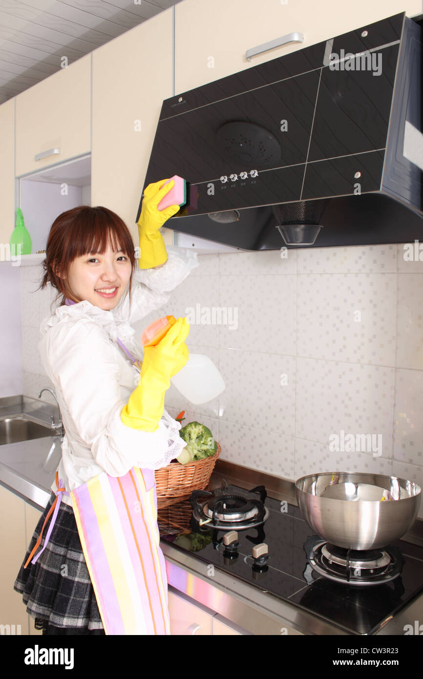 cleaning in the kitchen Stock Photo - Alamy