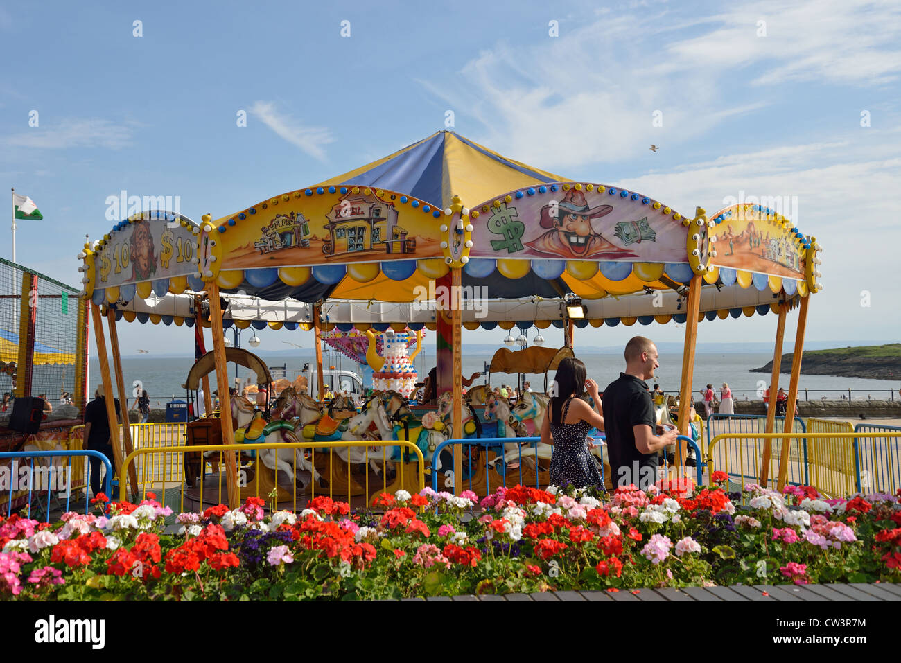 Children's funfair on seafront, Barry Island, Barry, Vale of Glamorgan ...