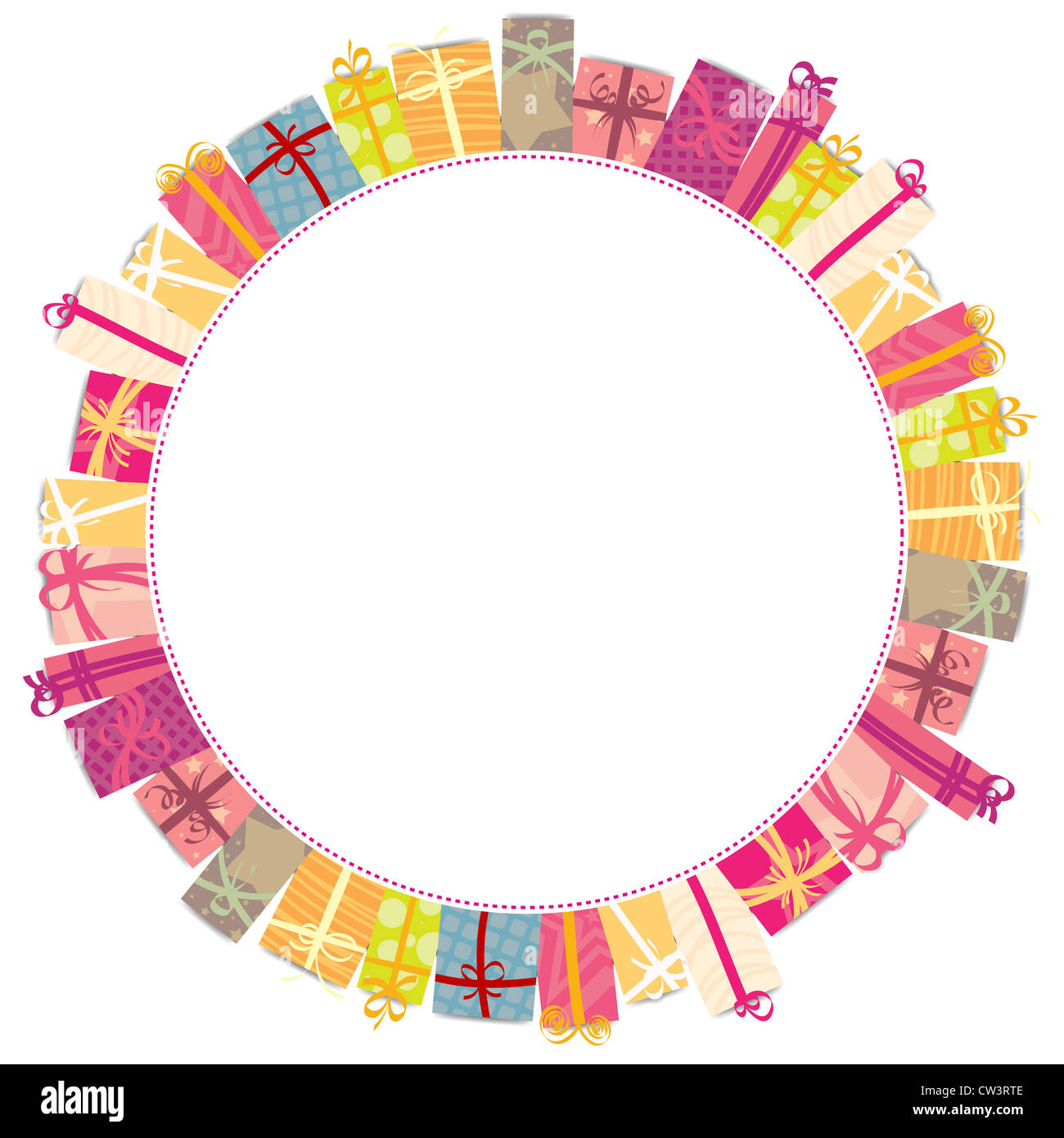 Circle frame of various colorful gift wrappings Stock Photo - Alamy