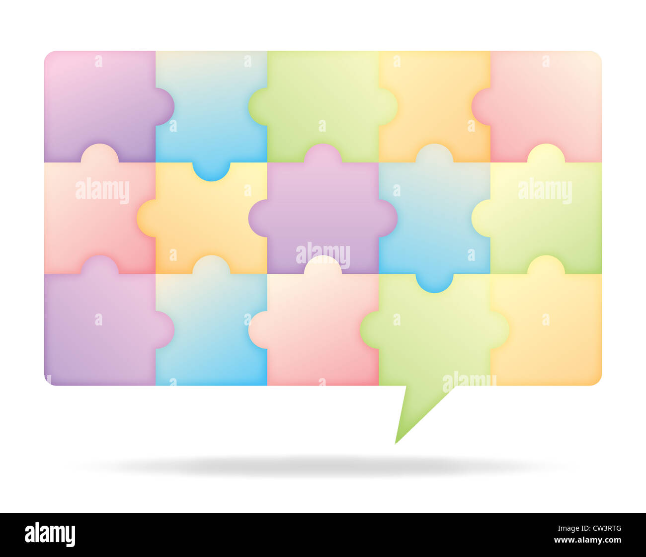 Puzzle looking chat bubble of various colors, illustrating teamwork and ...